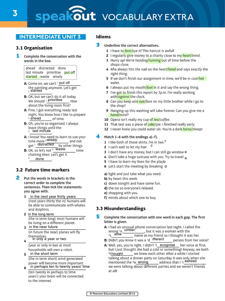 Speakout Vocabulary Extra Intermediate With Key | PDF