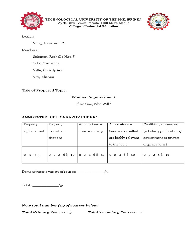 Group - 10 - Annotated Bibliography (Worksheet) 1 | Download Free PDF ...