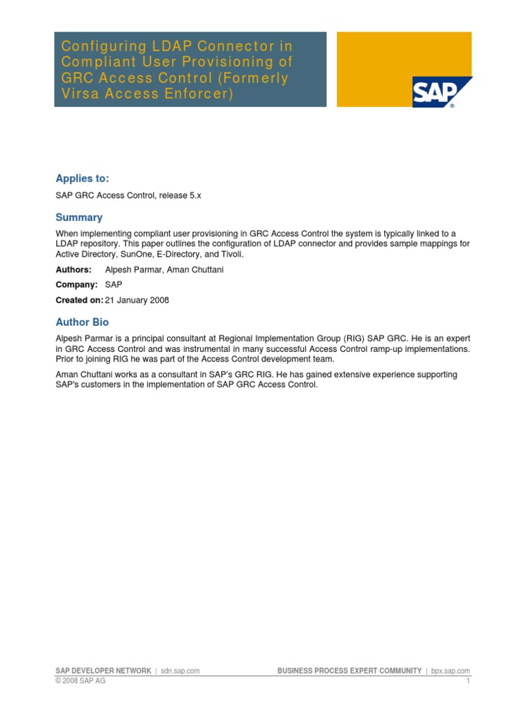 Configuring LDAP Connector in Compliant User Provisioning of GRC Access ...