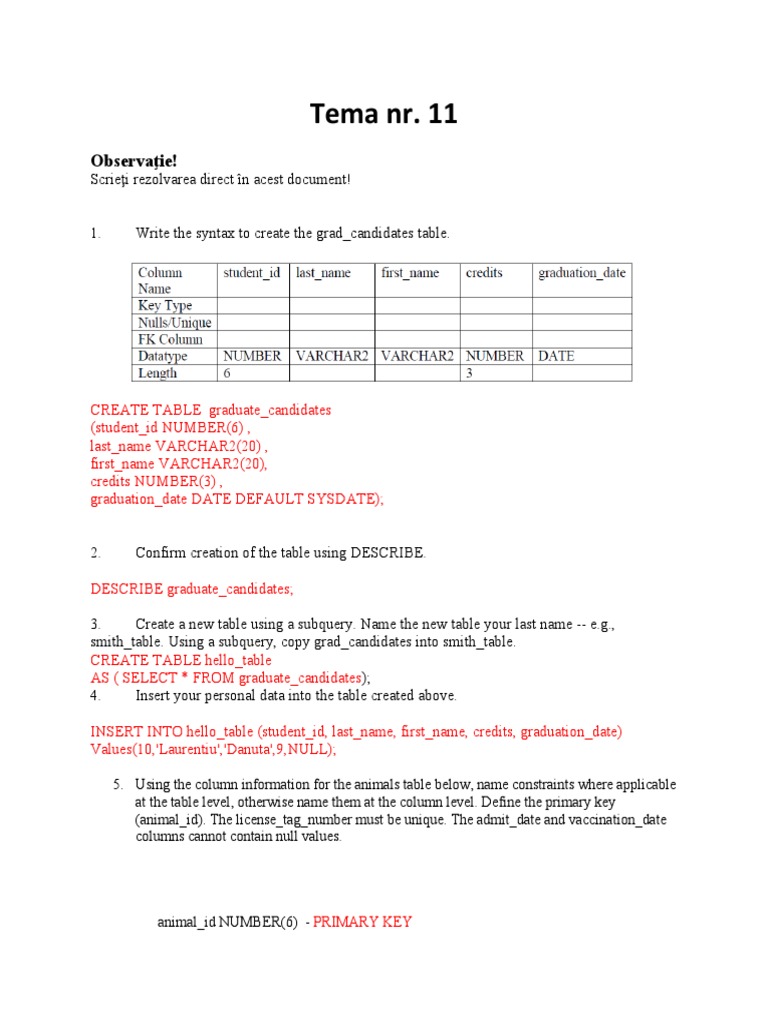 SQL Table Creation and Constraints Guide | PDF | Table (Database ...