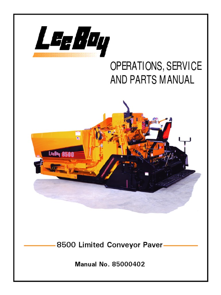 LeeBoy Aspahlt Paver 8500 Manual | PDF | Screw | Ignition System