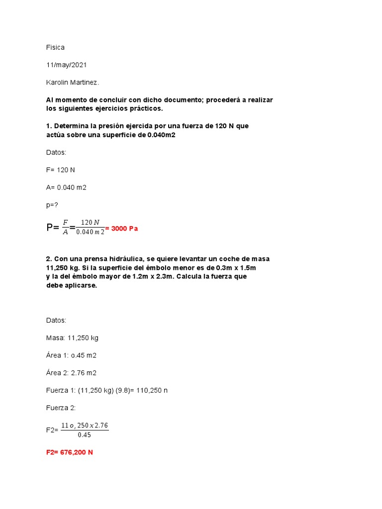 Ejercicio de Pascal | PDF | Ciencias fisicas | Metrología
