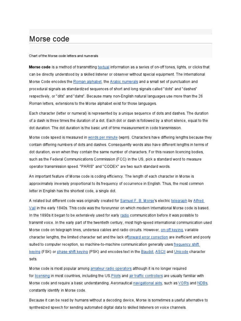 Morse Code | PDF | Wireless | Electronics