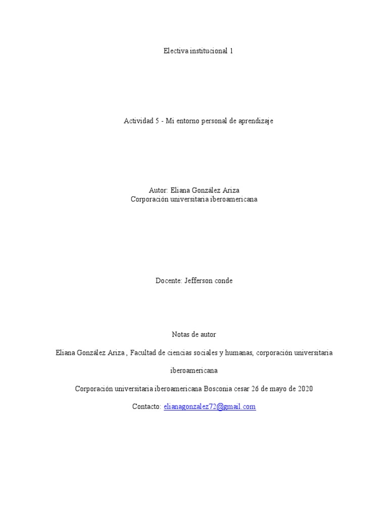 Electiva Institucional 1 Actividad 5 | PDF