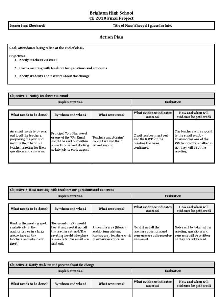 Attendance Policy Action Plan | PDF | Business