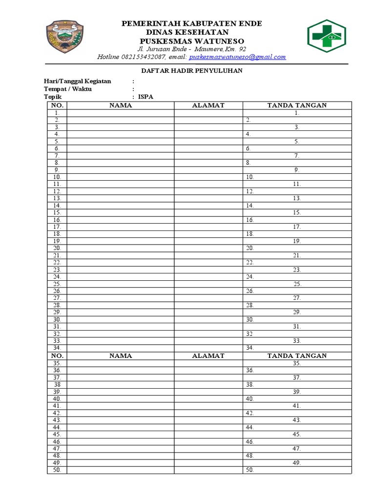 Daftar Hadir Sosialisasi Pispk | PDF