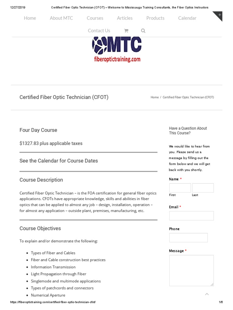 Certified Fiber Optic Technician (CFOT) | PDF | Optical Fiber | Optics