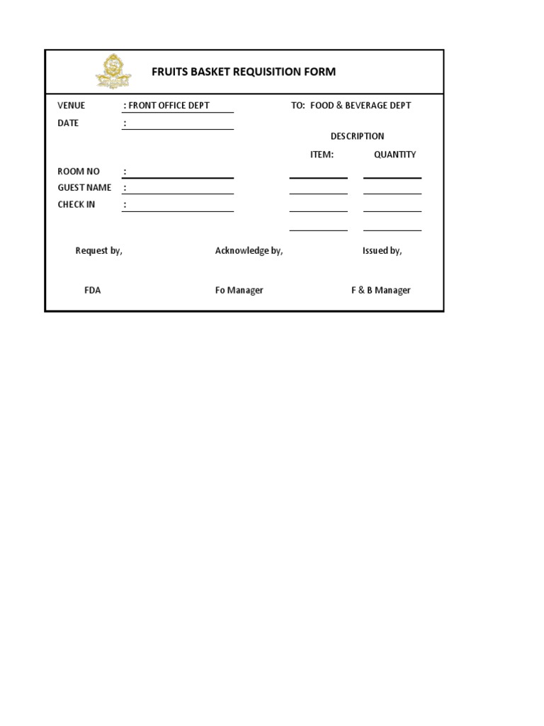 Fruit Basket Requisition Form | PDF
