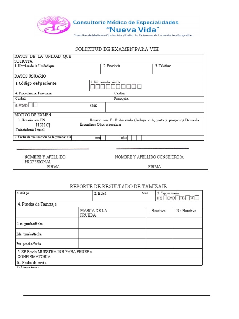 Solicitud de Examen de VIH | PDF
