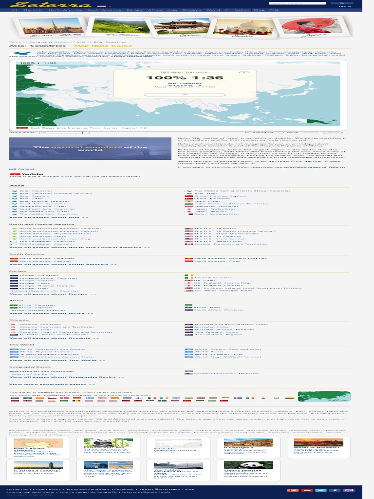 Asia Countries - Map Quiz Game | PDF | Asia | Internet