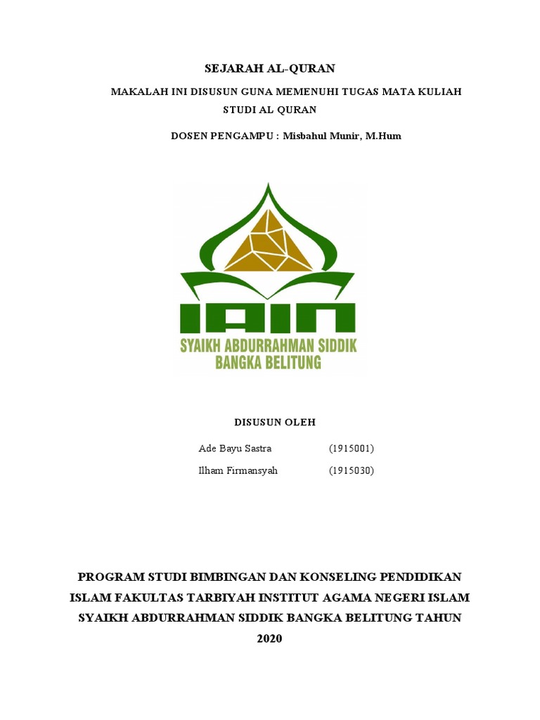 Makalah Studi Al Quran Bayu Dan Ilham | PDF | Sejarah | Agama & Spiritualitas