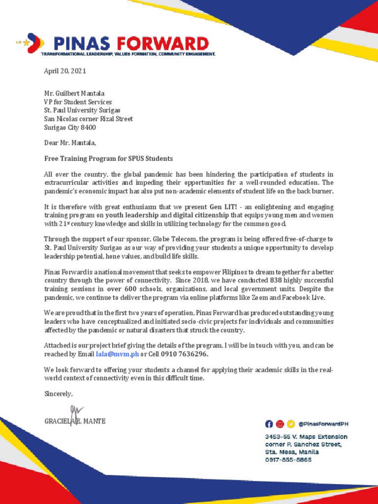 Free Training Program For SPUS Students: Lala@mvm - PH | PDF