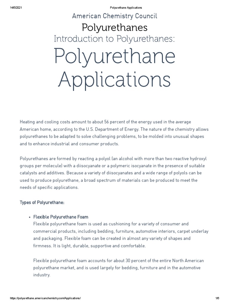 Polyurethane Applications | PDF | Polyurethane | Materials