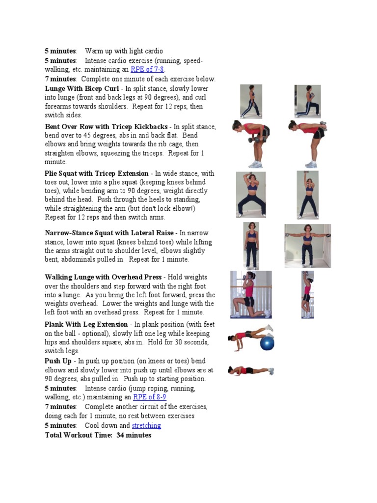 A Full-Body Circuit Workout with Cardio and Strength Exercises for a 34 ...