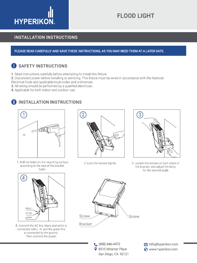 Flood LED Lights Installation Guide | PDF