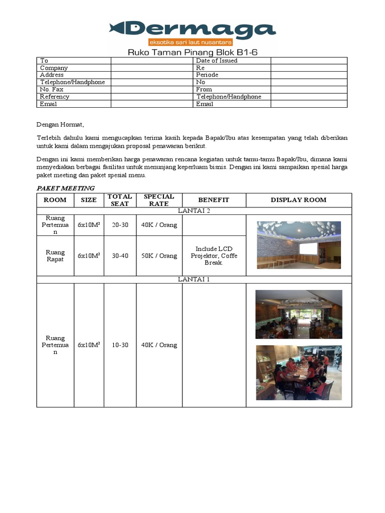 Proposal Penawaran Resto Dermaga | PDF