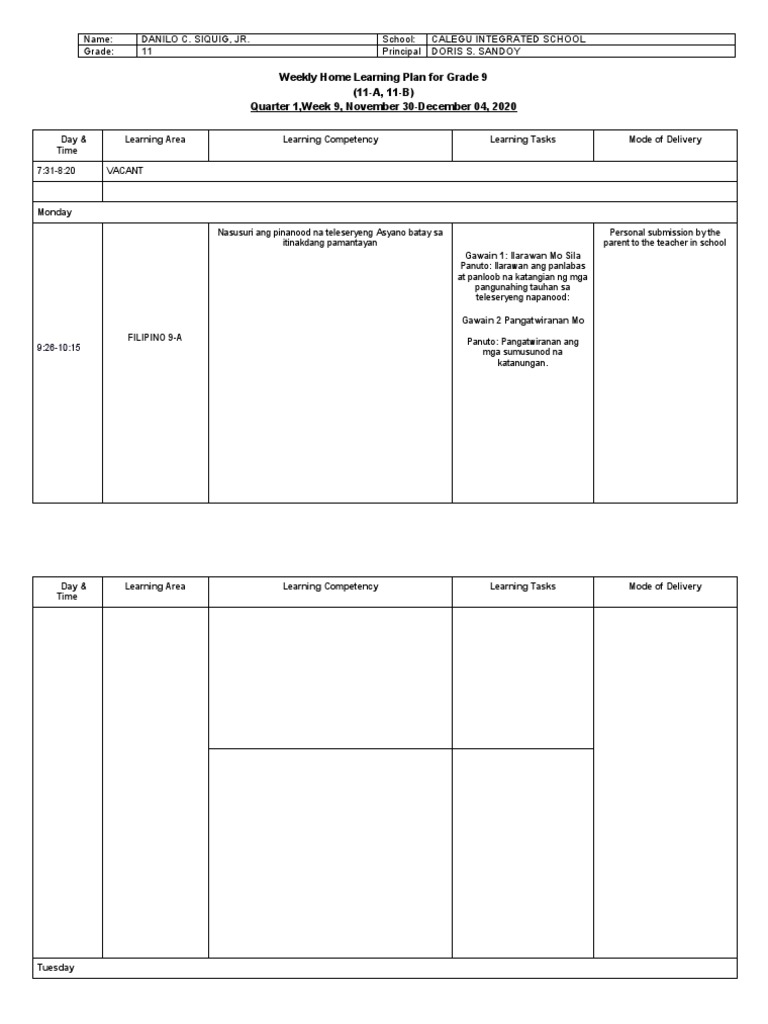 Filipino 9 - Week 9 | PDF | Behavior Modification | Pedagogy