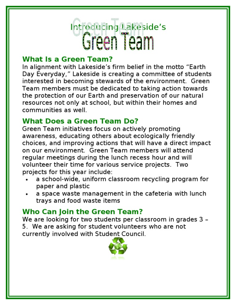What Is A Green Team | PDF | Career & Growth | Wellness