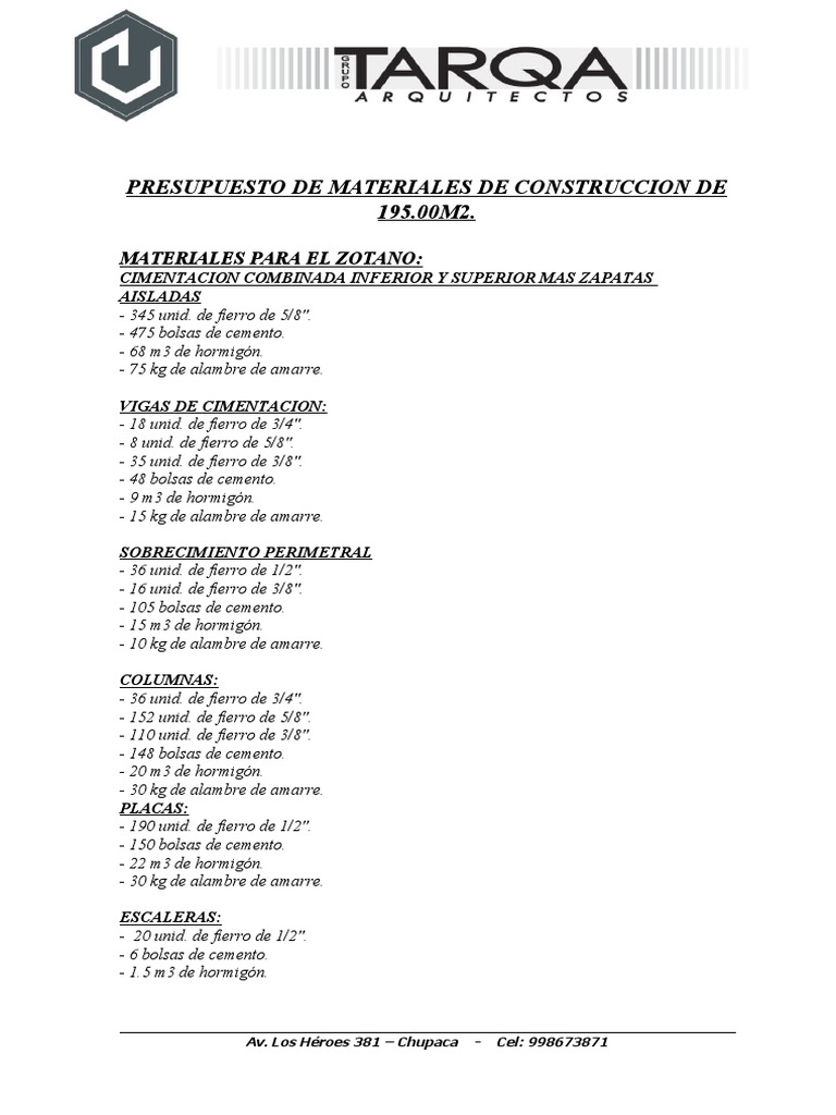 Proforma Construccion | PDF | edificio | Hormigón