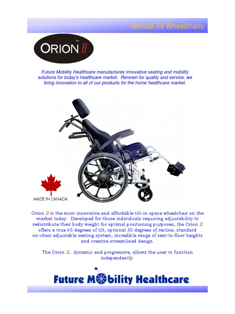 Future Mobility Orion 2 Tilt Wheelchair Motion Specialties | PDF ...