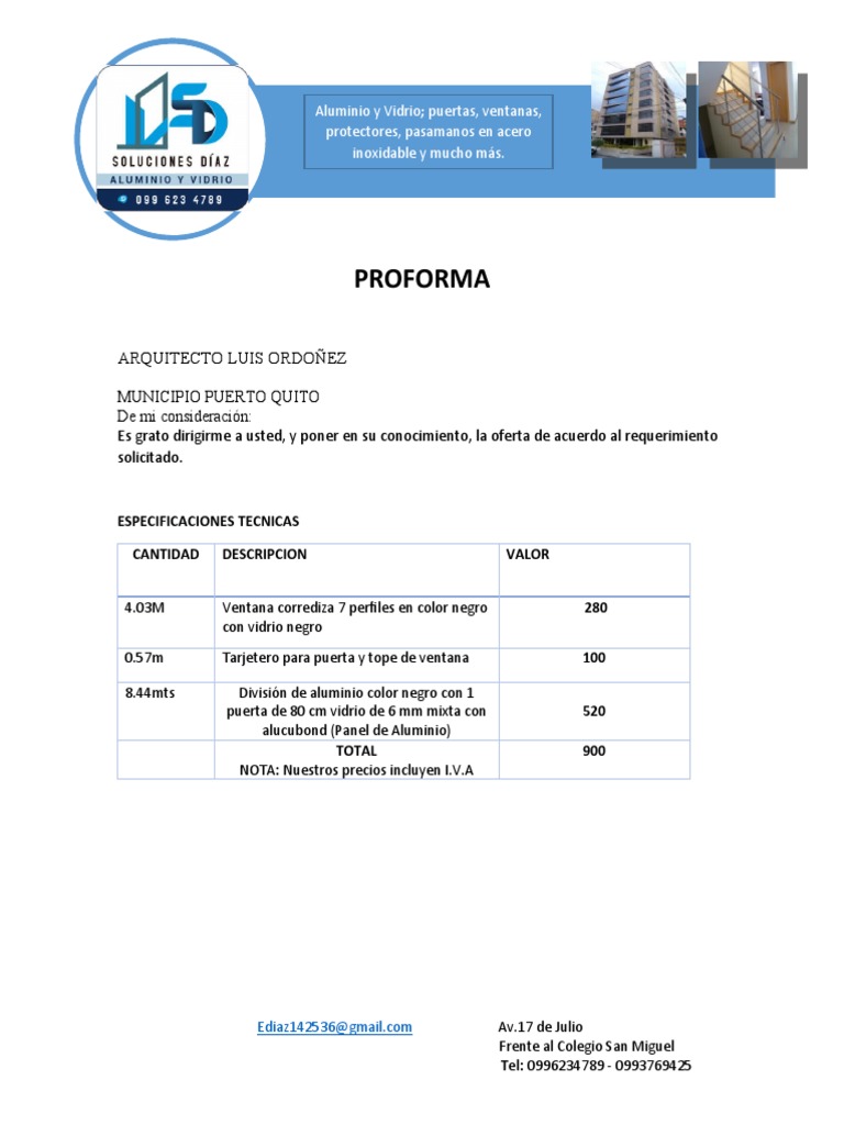Proforma Municipio Puerto Quito | PDF