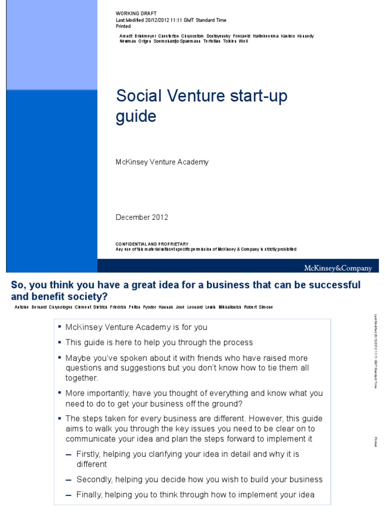 Social Venture Startup Guide | PDF | Economies | Business Economics