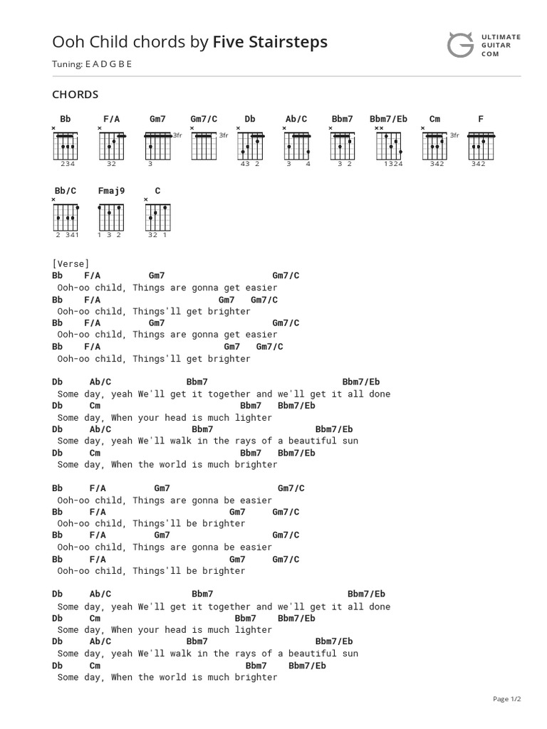 Ooh Child Chords by Five Stairsteps | PDF | String Instruments ...