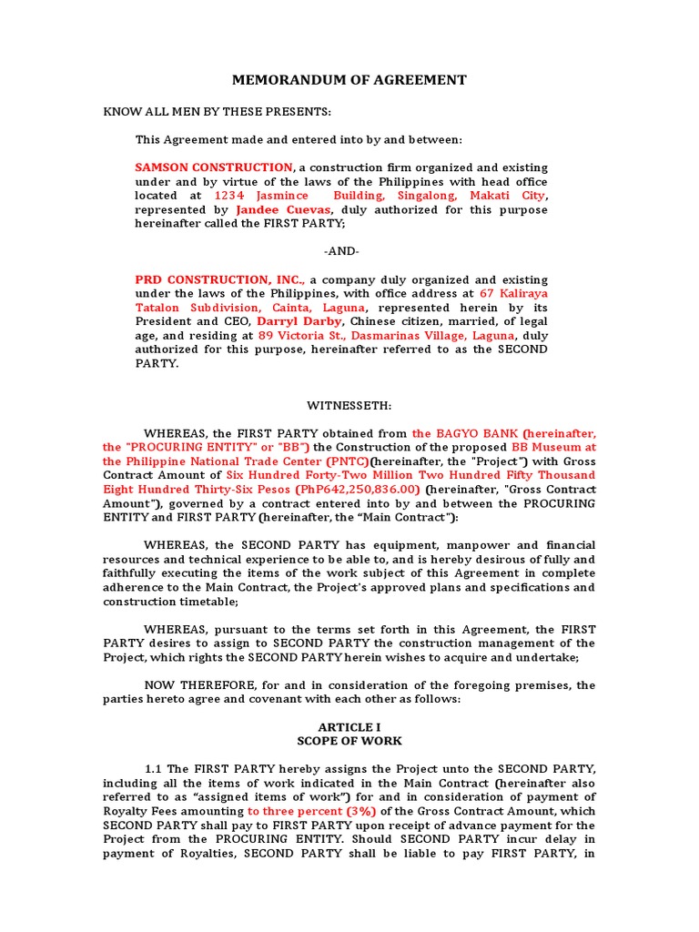 Samson-PRD Construction Agreement | PDF | Surety | Taxes