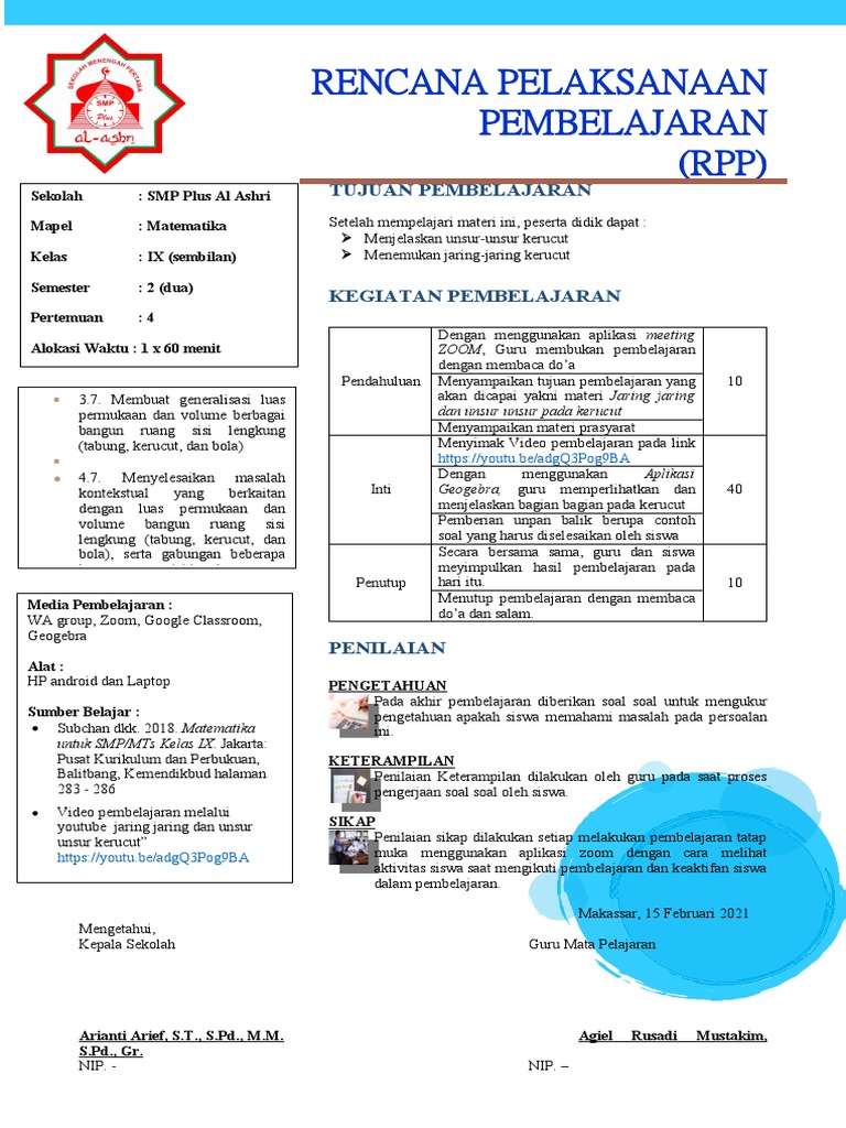 Contoh RPP Hasil Visitasi Mat | PDF