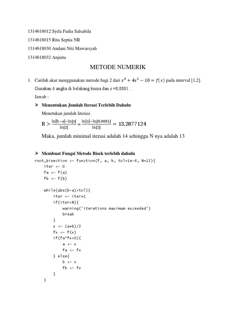 Metode Numerik: Akar Persamaan | PDF