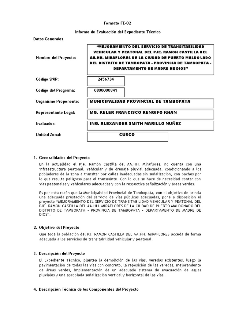 Informe Ramon Castilla | PDF | Presupuesto | Economias