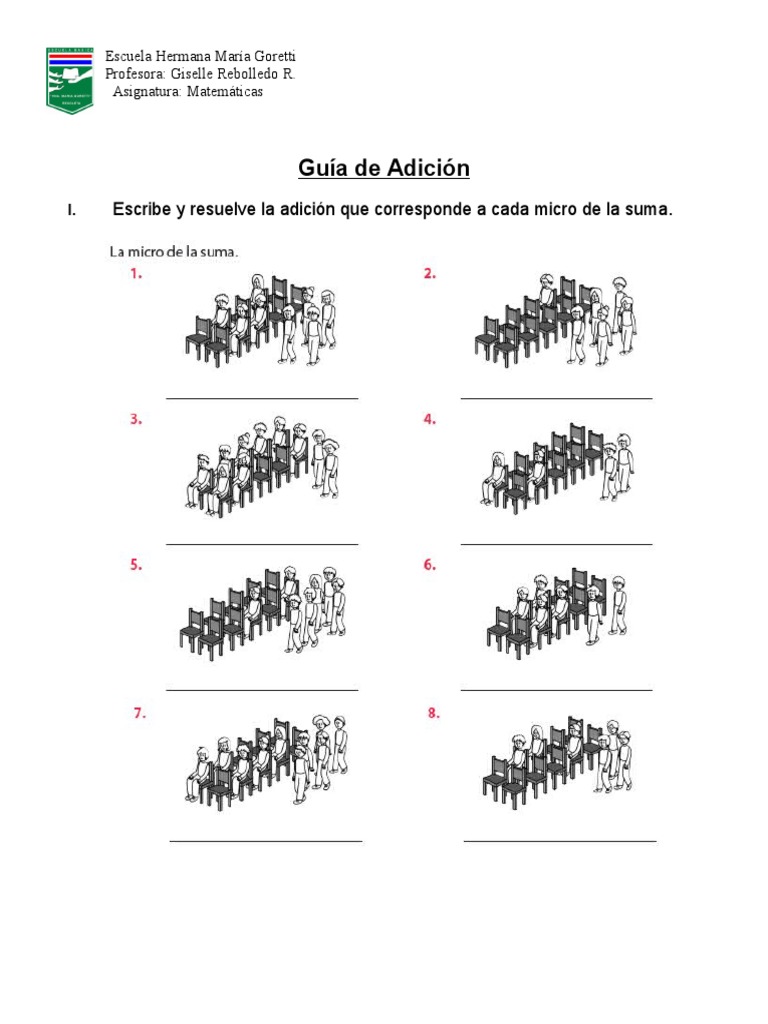 Guia Matematica Adicion | PDF | Métodos y materiales de enseñanza