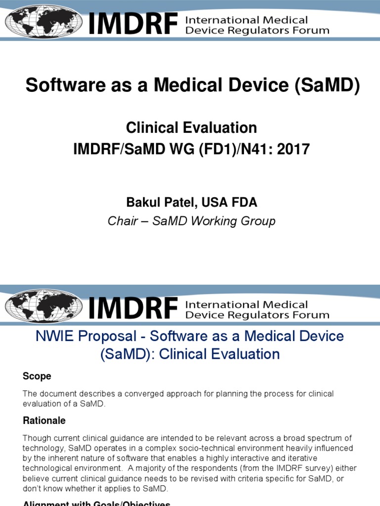 Imdrf Meet 170919 Canada Presentation Working Group Update Samd | PDF ...