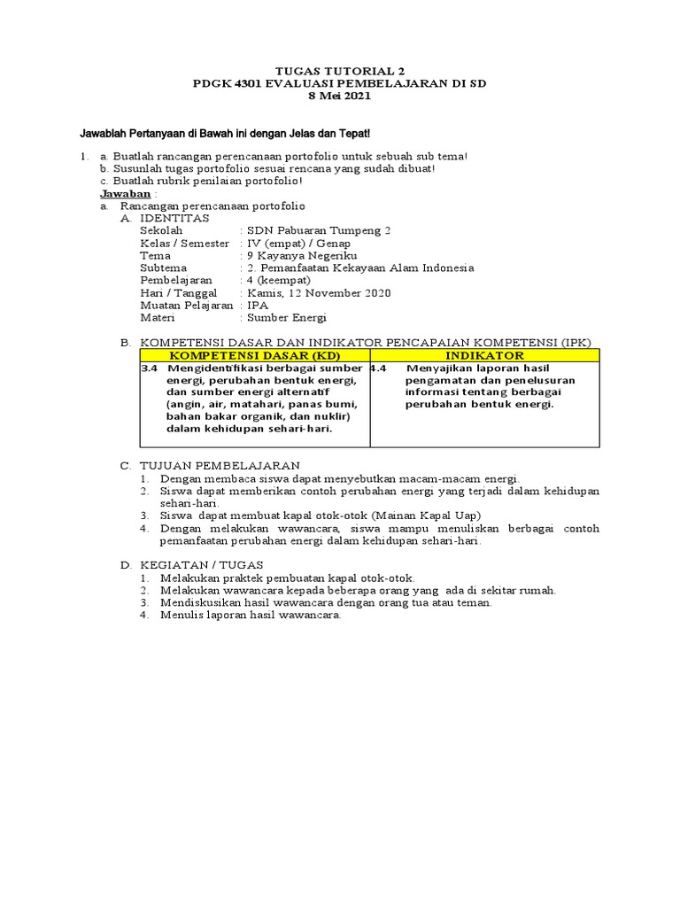 Tugas Evaluasi Pembelajaran SD | PDF | Karier & Perkembangan | Kajian Bahasa Asing