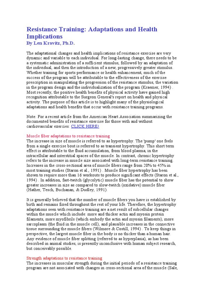 Adaptation Resistance Training | PDF | Strength Training | Blood Pressure