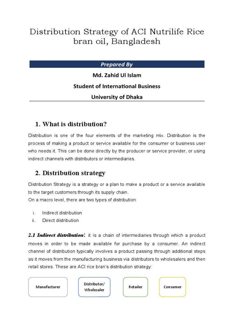 Distribution Strategy of ACI Nutrilife Rice Bran Oil | PDF | Retail ...