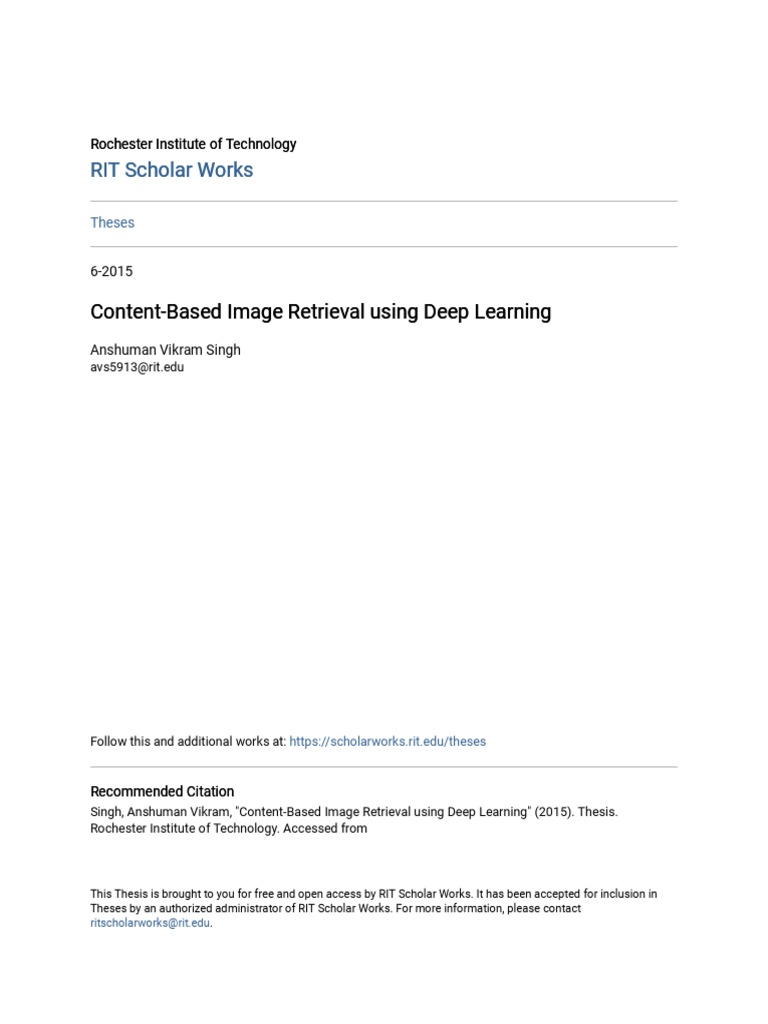 Content-Based Image Retrieval Using Deep Learning | PDF | Deep Learning ...