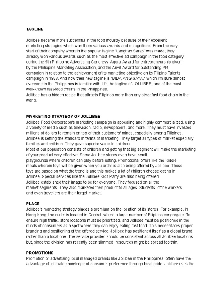 Tagline Marketing Strategy | PDF | Meal | Brand