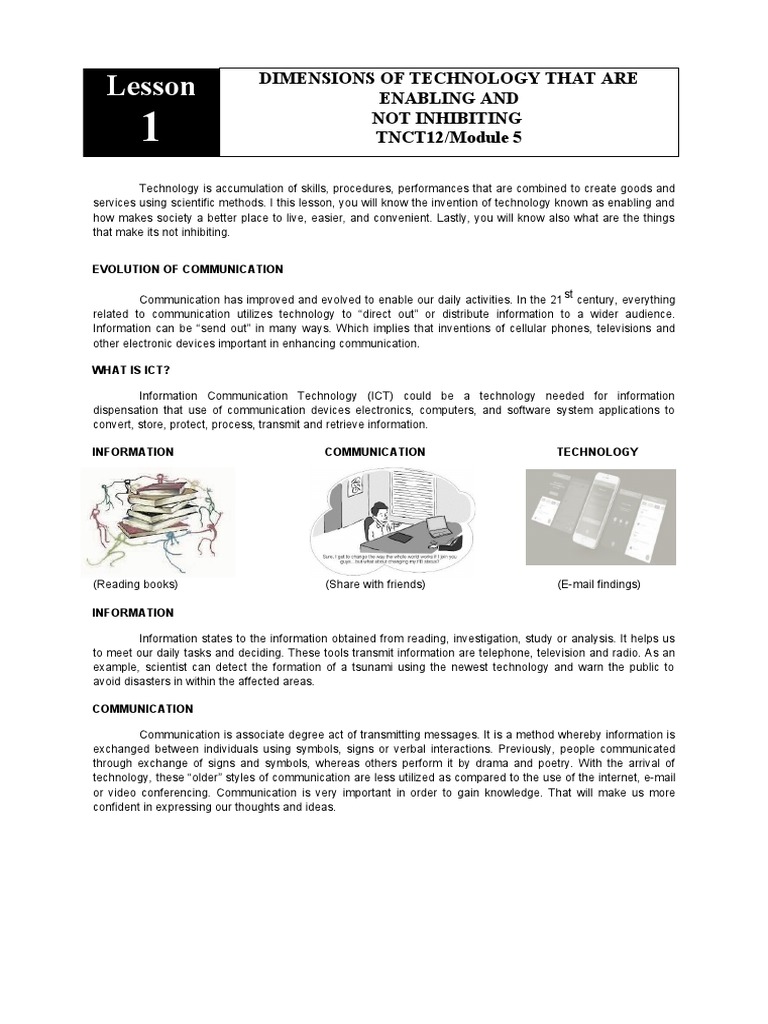 Lesson: Dimensions of Technology That Are Enabling and Not Inhibiting ...