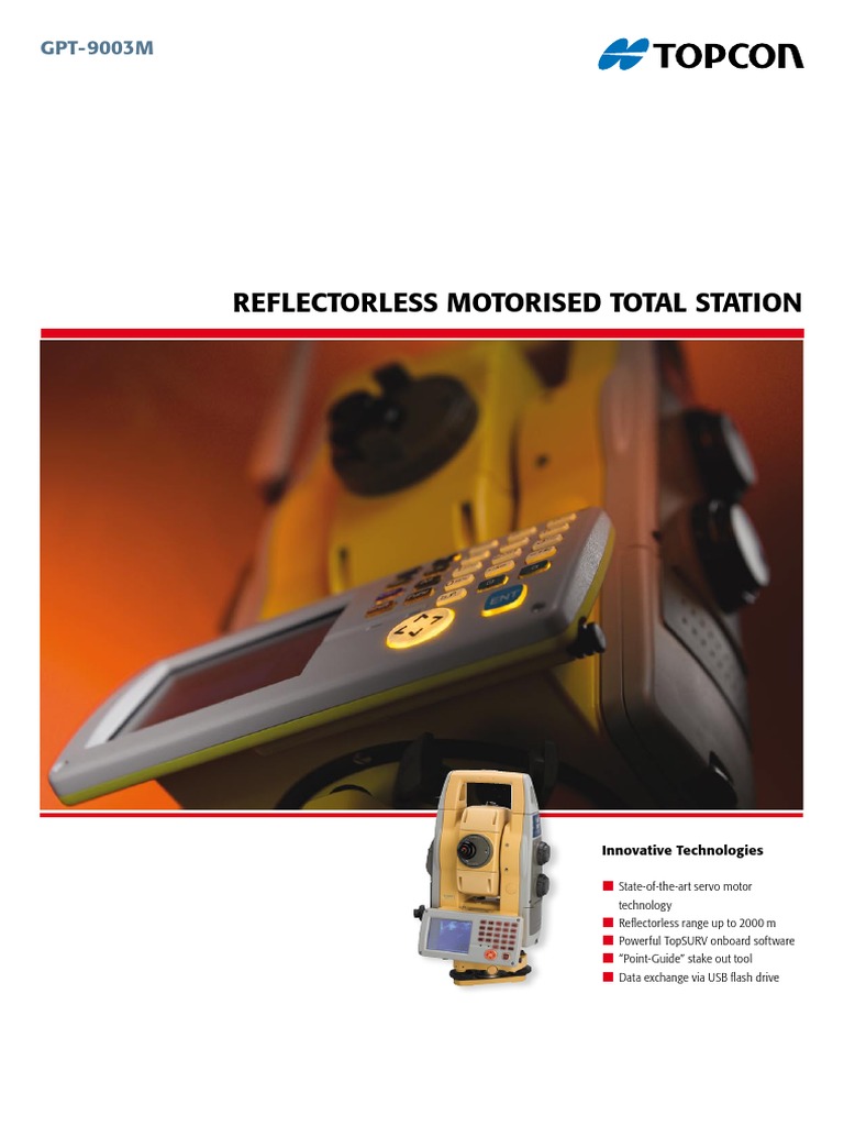 Reflectorless Motorised Total Station: GPT-9003M | PDF | Usb | Surveying