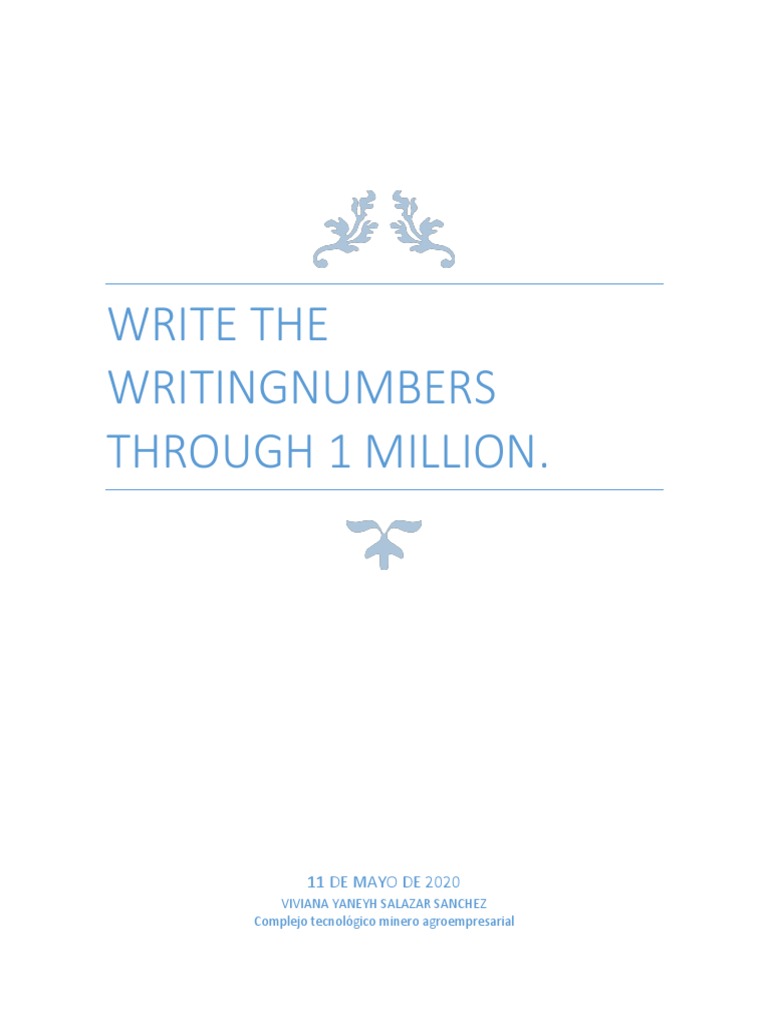 Write The Writingnumbers Through 1 Million | PDF