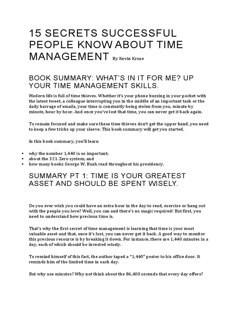 15 SECRETS SUCCESSFUL PEOPLE KNOW ABOUT TIME MANAGEMENT by Kevin Kruse ...