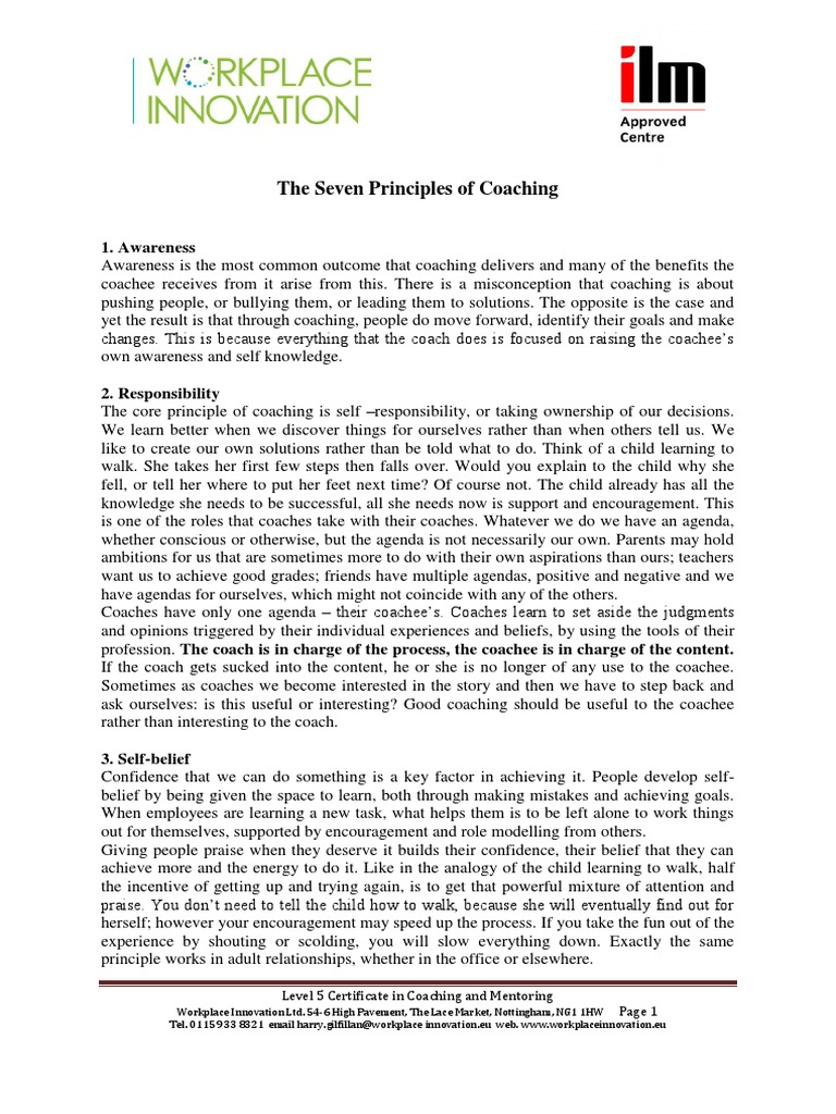 The Seven Principles of Coaching: 1. Awareness | PDF | Mentorship ...