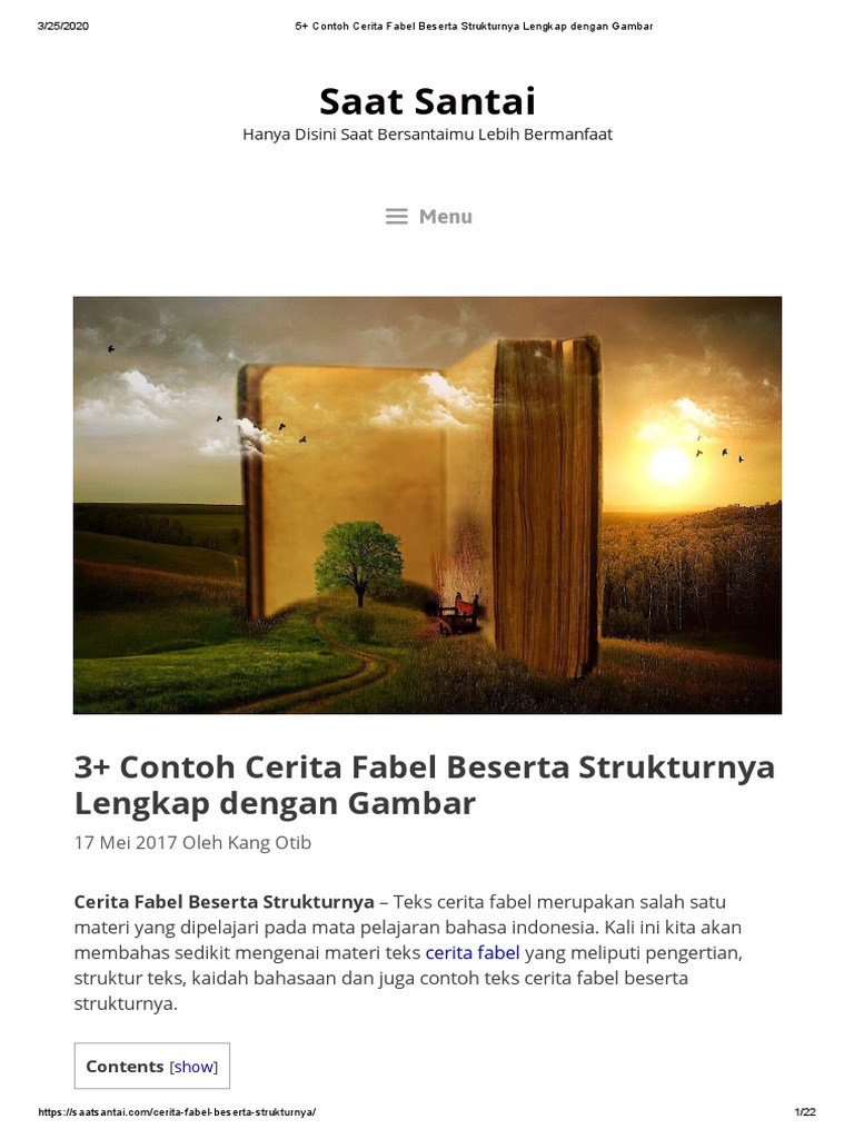 5+ Contoh Cerita Fabel Beserta Strukturnya Lengkap Dengan Gambar | PDF