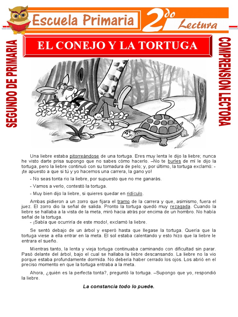 El Conejo y La Tortuga para Segundo de Primaria | PDF