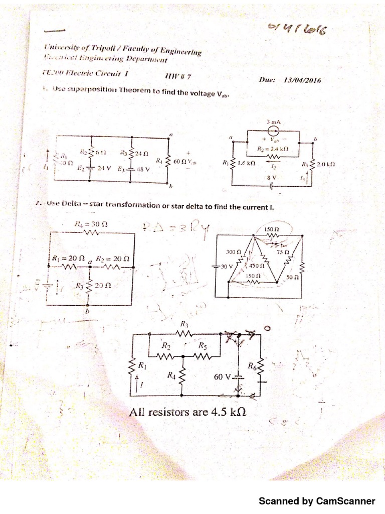 EE200 Electric Circuit HW #7 | PDF