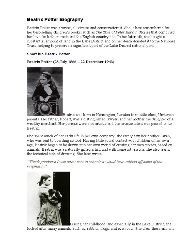 Beatrix Potter Biography | PDF | Beatrix Potter | Frederick Warne & Co ...
