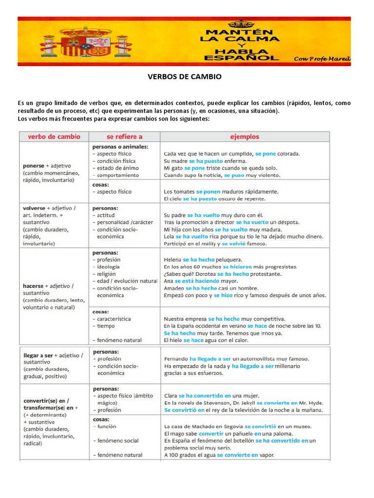 Verbos de Cambio | PDF