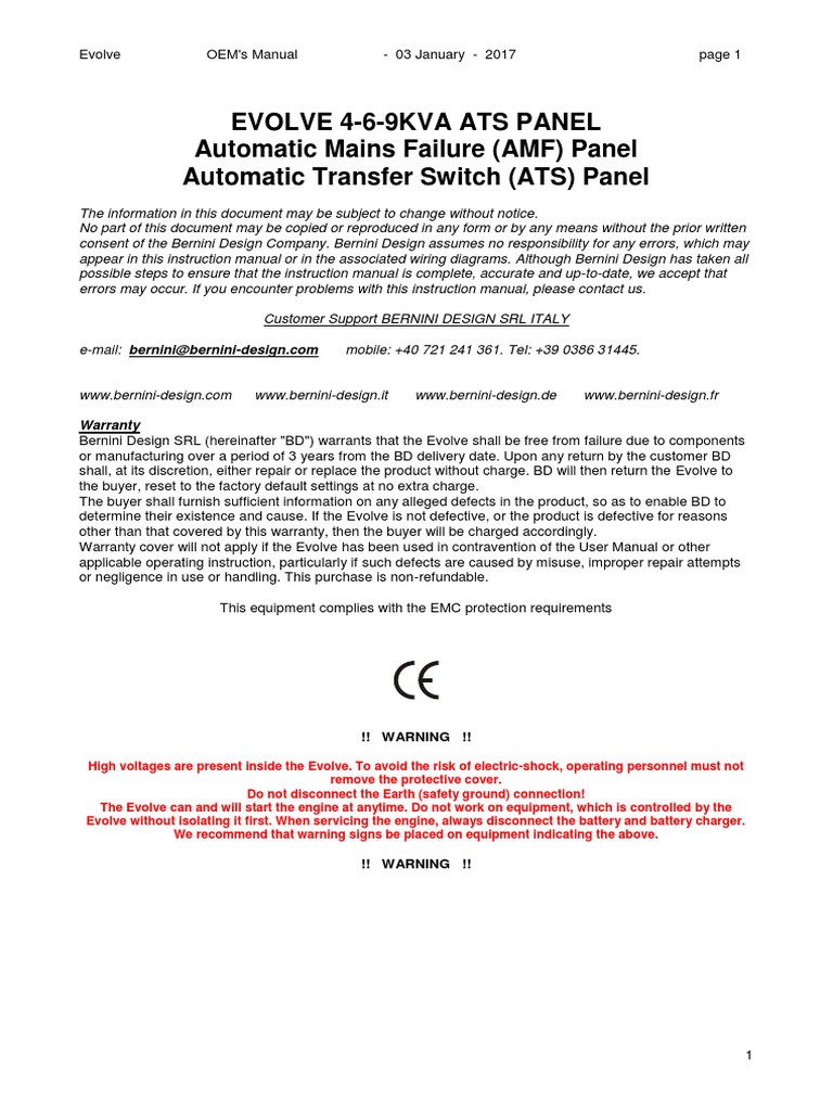 EVOLVE ATS Panel Installation Manual | PDF | Mains Electricity | Parameter (Computer Programming)