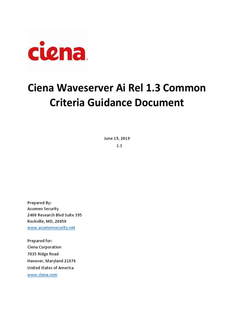 Ciena Waveserver Ai Rel 1.3 Common Criteria Guidance Document | PDF ...